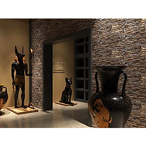 Sample for Display Purpose only. Retro-Art 3D Wall Panels, Stone Pebble in Beige Brown, PVC, 7" X 10", 001BF