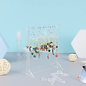 NatSumeBasics Earring Holder Stand Clear Acrylic Earrings Rack Mini Hangers Display Stand Jewelry Organizer Storage for Women Girls (Clear Earrings Rack)