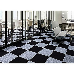 Self Adhesive Carpet Tile, Easy to Peel and Stick Carpet Floor Tile - 12 Tiles/12 sq Ft.