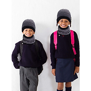 Tatuo 4 Pcs Winter Hat and Gloves Set for Men and Women and Kids Ski Warm Fleece Knit Beanie Hat Warmer Scarf Earmuff(Grey)