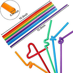Tomnk 300pcs 10.3 Inches Disposable Flexible Bendy Drinking Straws Plastic Straws