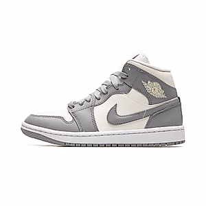 Jordan Women's WMNS Air 1 MID shoe, White/Metallic Silver-metallic, 8.5