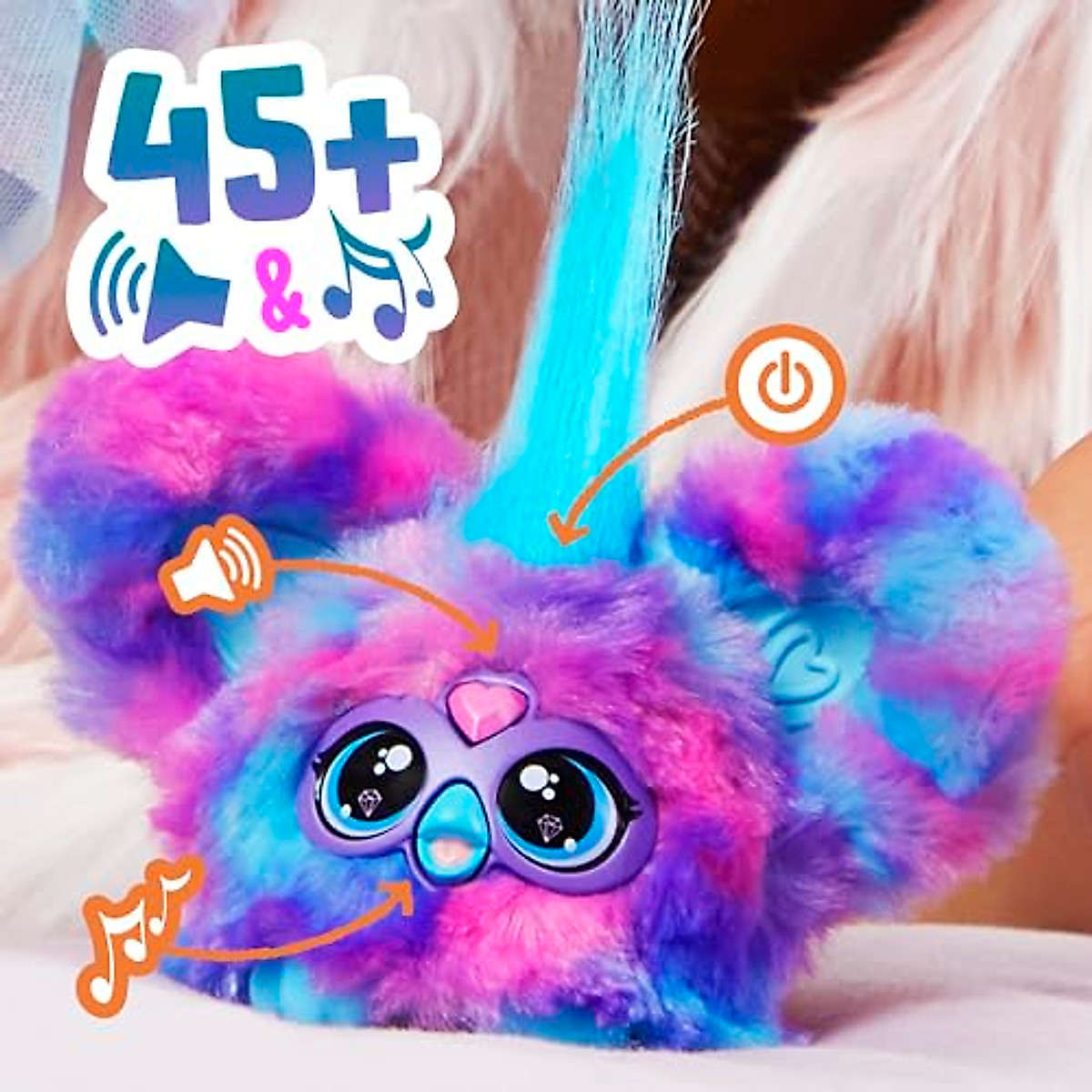 Furby Furblets Luv-Lee Mini Friend, K-Pop Music, Speaks Only Furbish, Electronic Plush Toys for Girls & Boys, Interactive Pets, Purple & Blue, Easter Basket Stuffers, 6+