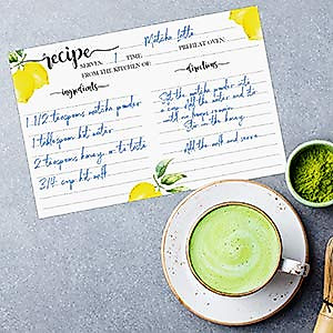 Lemon Double Sided Recipe Cards 4"x6" (100) USA Made Thick Durable Eco Index Card Stock Notecards for Family Recipes, Baking, Meal Prep, Wedding, Bridal Shower Gift