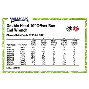 Williams 7725B Box Wrench 12 Point, 1/2 X 9/16-Inch