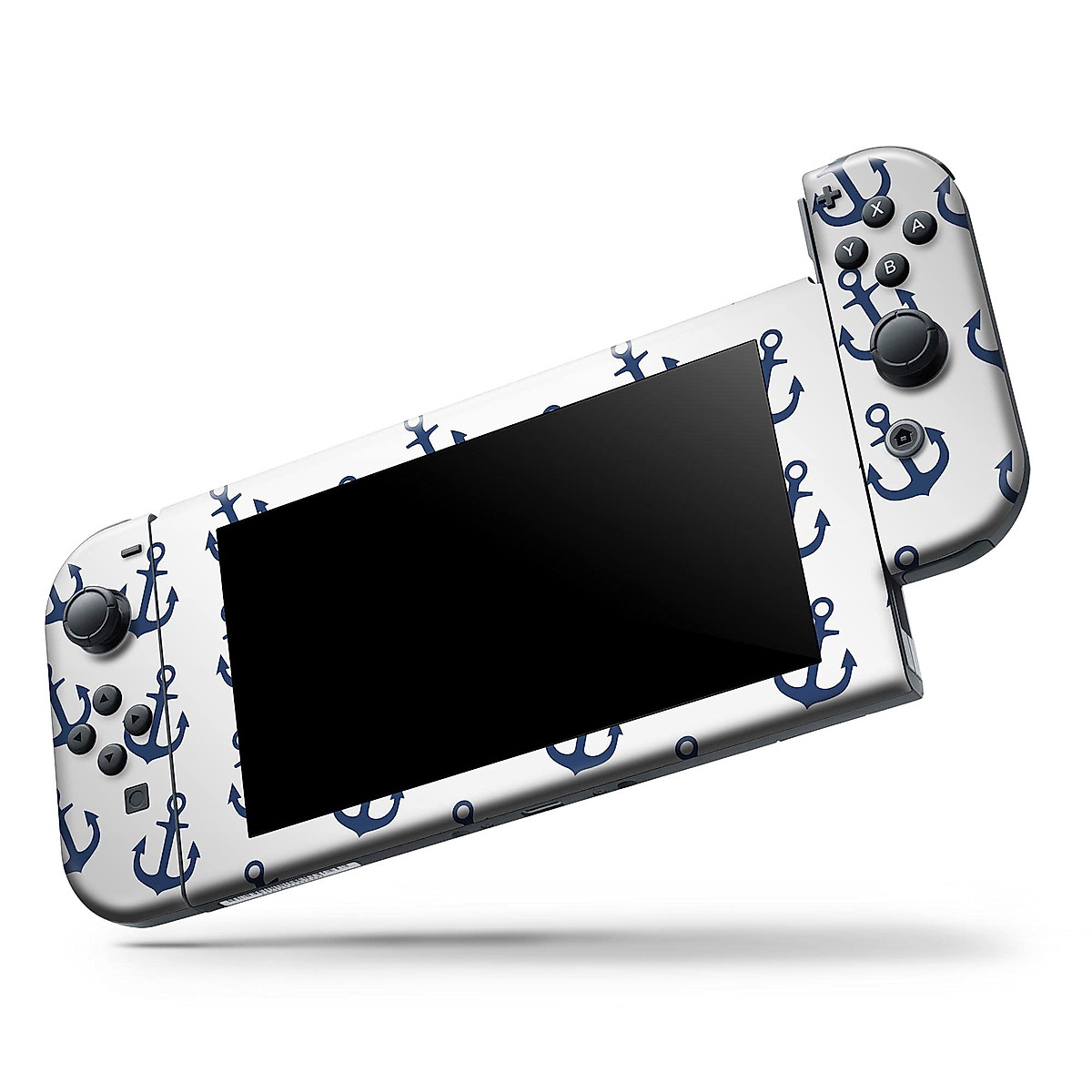 Design Skinz - Compatible with Nintendo Switch Lite - Skin Decal Protective Scratch-Resistant Removable Vinyl Wrap Cover - White and Navy Micro Anchors