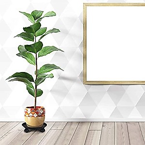 Fasmov 3 Pcs Plant Pallet Caddy Plant Stand Round Flower Pot Mover, Plant Pot Pallet Dolly Caster with Universal Wheels (Black)