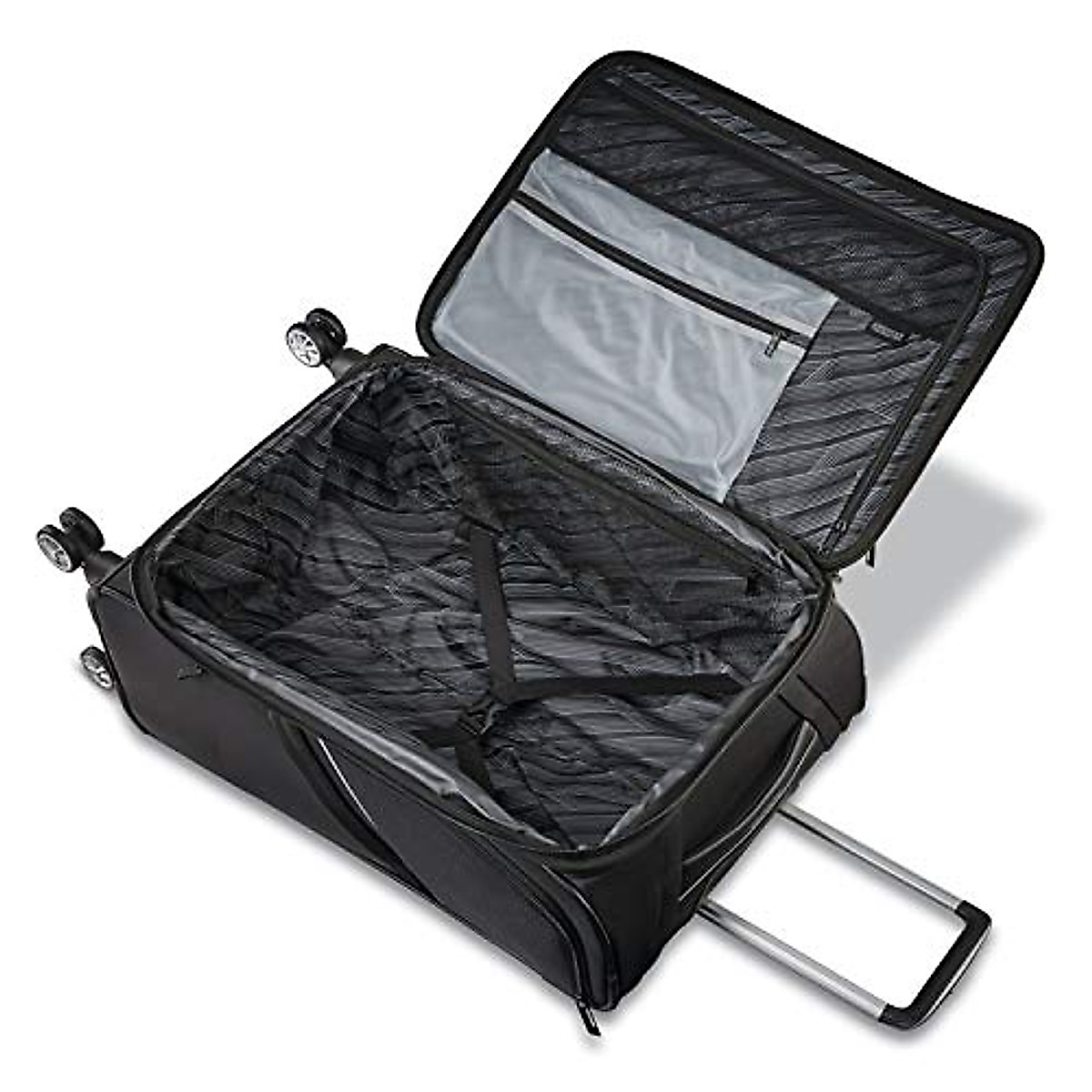 American Tourister Zoom Turbo Softside Expandable Spinner Wheel Luggage, Black, Checked-Medium 25-Inch