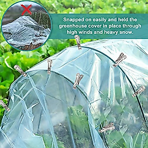 JULMELON 25 Pcs Greenhouse Clips,Stainless Steel Greenhouse Clamps,Heavy Duty Garden Clips with Large Open Strong Grip for Fixing Netting Cover Film,Season Plant Support Clips