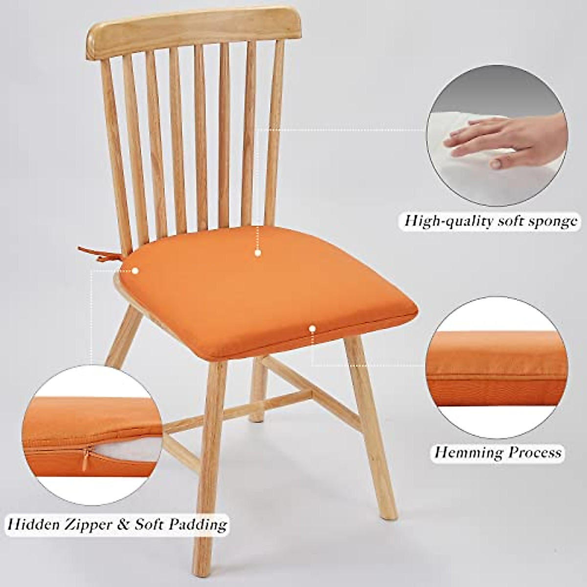 JMGBird Outdoor Chair Cushions Set of 2, Patio Cushions D16xW17 Inch with Ties, Outdoor Chair Pad for Patio Furniture