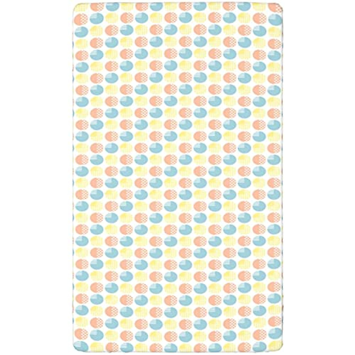 Pastel Themed Fitted Mini Crib Sheets,Portable Mini Crib Sheets Ultra Soft Material-Great for Boy or Girl Room or Nursery,24“ x38“,Salmon Pale Blue Yellow