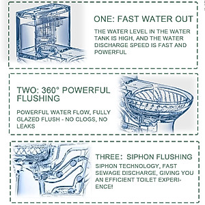 Simple Project Compact Elongated One Piece Toilet - Space-saving Solution For Small Bathrooms - Small Dual Flush Toilet, 16.5" Comfort Height Bowl, 12" Rough-in - White