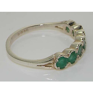 925 Sterling Silver Natural Emerald Womens Band Ring - Sizes 4 to 12 Available
