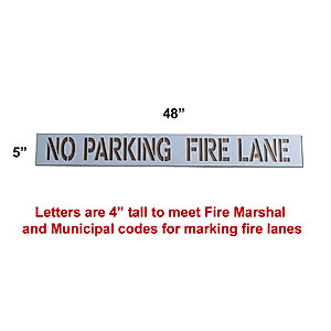 Curb N Sign Fire Lane Stencil - 4 Inch Premium No Parking Stencil for Customizing Curbs or Parking Lots - Reuseable Made in USA with Thick Premium Plastic for multisurfaces