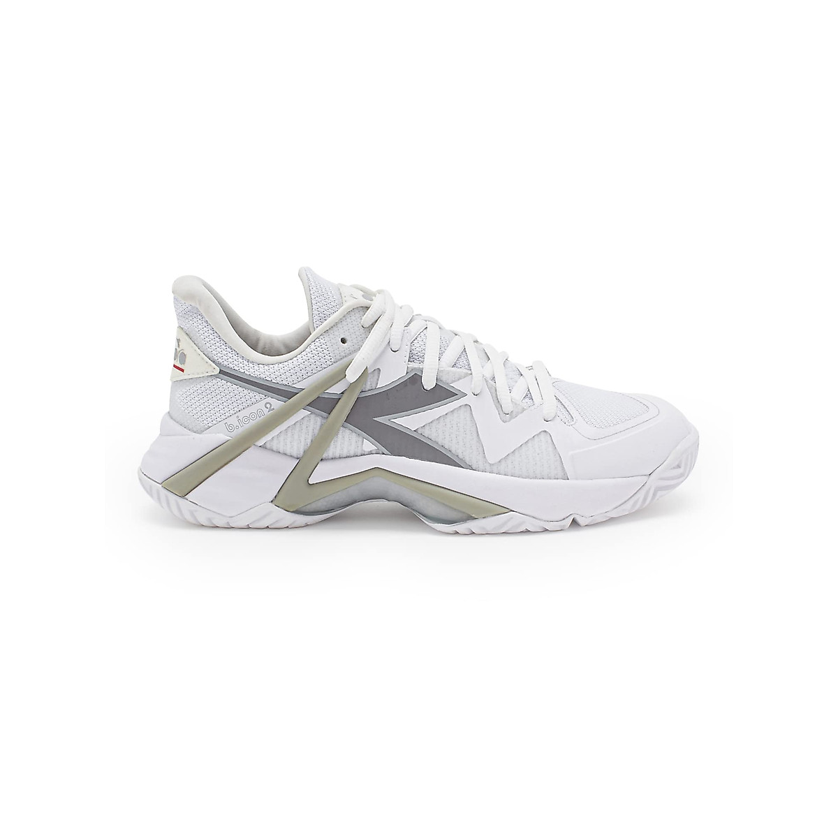 Diadora Women's B.Icon 2 All Ground Tennis Shoe (White/Silver, 8)