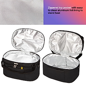 HOMEST Slow Cooker Bag for Crock-Pot 6-8 Quart, Insulated Travel Carrier with Easy to Clean Lining, Carry Case with Top Zip Compartment and Utensil Pocket