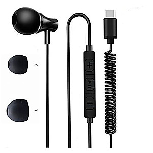 USB Type-C Earphone Single-Side Earphone USB-C Earbud,Single-Ear Earbud with Microphone Spring Coil Reinforced Cord for Google Pixel 2/XL Earbud Compatible Samsung,Xiaomi,Huawei and More