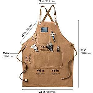 carrotez Chef Apron, Waterdrop Resistant Cotton Canvas Cross Back Adjustable Apron, M-XXL