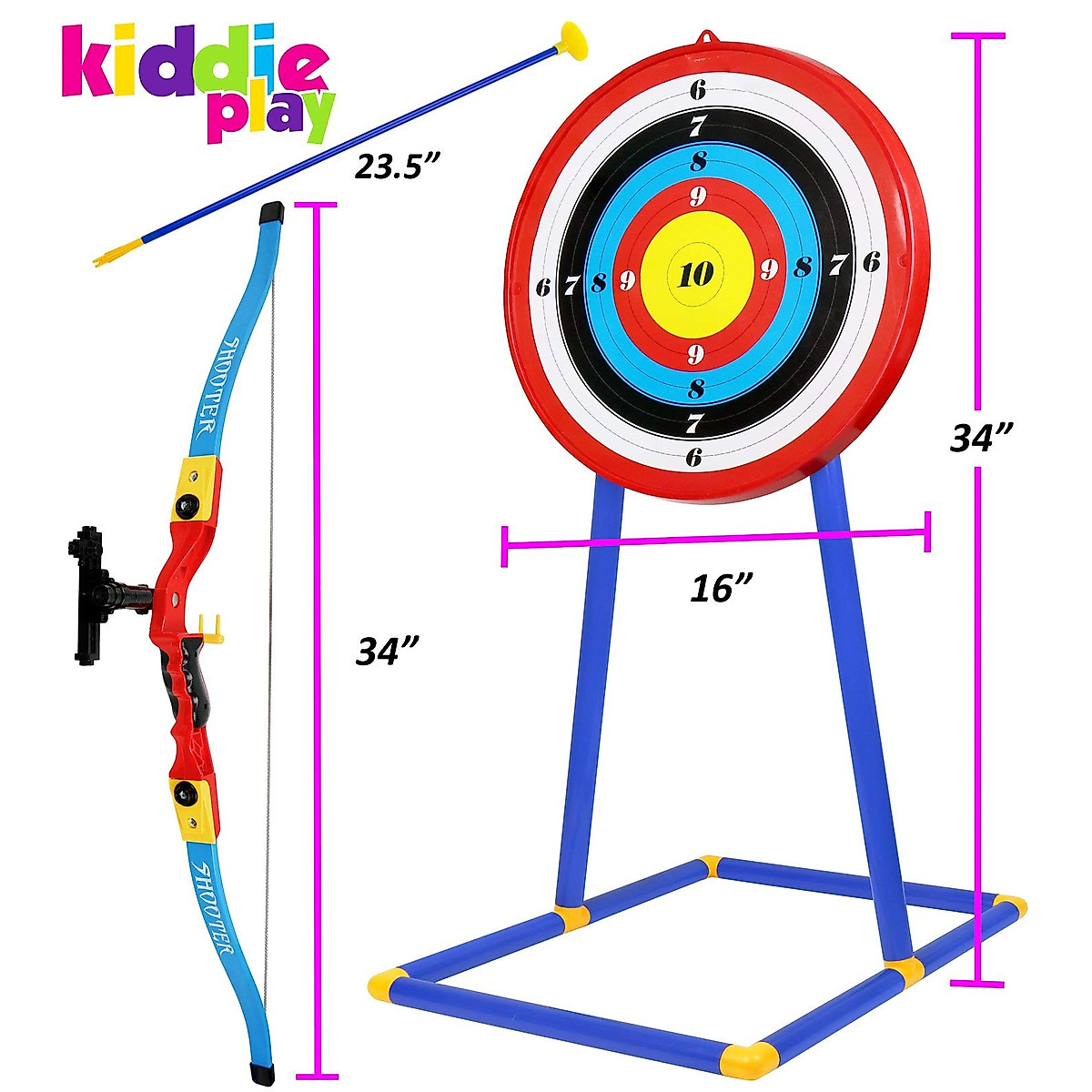 Kiddie Play Bow and Arrow for Kids Toy Archery Set with Target and Quiver Kids Toys Age 5, 6, 7, 8, 9 Years Old Boys and Girls