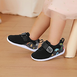 L-RUN Barefoot Shoes Kids Toddler Wide Toe Box Shoes Non-Slip Infant Sneakers Black 9.5-10 Toddler