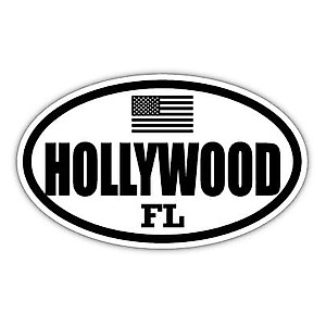 3 Pack Reflective Hollywood FL Florida Broward County Stealthy US Flag Euro Decal Sticker Vinyl for Hard Hats, Bottles, Glass, Toolbox 2" x 3"