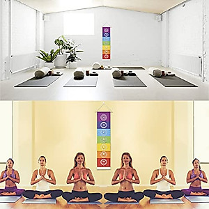Hanging Poster Canvas Wall Art Banner For Meditation 7 Chakra Mandala Yoga Painting | Wall Hanging Yoga Tapestry Decoration With 1 Tassel Decor Tapestry Decoration For Meditation Studio Room