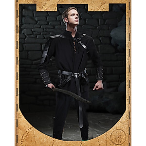 Panitay 8 Pcs Halloween Men's Renaissance Costume Set Medieval Viking Shirt Pant Belt Cape Bracer Sword Bag(Large,Stylish Color)