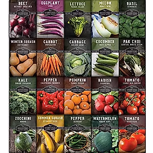 Vegetable Starter Kit Seed Vault - 20 Delicious Varieties of Vegetables - Non-GMO Heirloom Non-Hybrid Seeds for Planting - Grow Your Own Victory Garden or Start Homesteading - Survival Garden Seeds