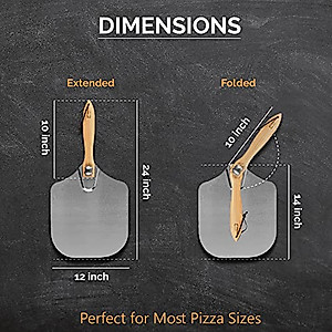 EMPORIO LOGIC Aluminum Metal Pizza Peel 12 x 14 Inch & Pizza Cutter Slicer 14" |Foldable Pizza Paddle for Easy Storage| Pizza Spatula & Knife for Baking Pizza, Dough, Bread & Pastry| Ideal Pizza Gifts