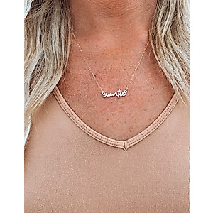 Dainty Mama, Auntie Pendant Necklace for Women, 925 Sterling Silver, Gold, or Rose Gold, Pretty Mothers Day Gift for Mom or Aunt, Personalized Mommy Charm Necklace Jewelry (Auntie - Rose Gold)