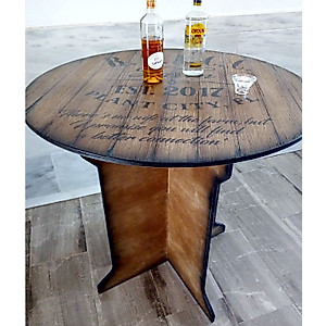 Round Table Top Inspired by Old Wine, Whiskey & Beer Barrels, Size 16/20/24/30/36/40/42/46 Inch, Living Room Bar Kitchen Patio Wood Furniture, Antique Look, Handmade Aged Rustic Table