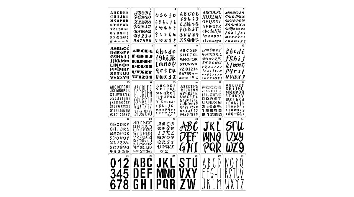 Get 30 Reusable Letter & Number Stencils | 4x7" Plastic