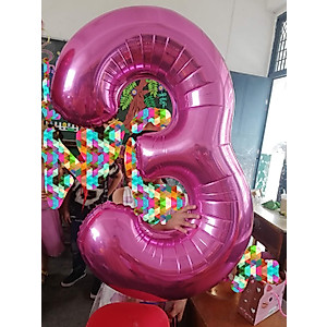 Pink 1 Balloons,40 Inch Birthday Foil Balloon Party Decorations Supplies Helium Mylar Digital Balloons (Pink Number 1)