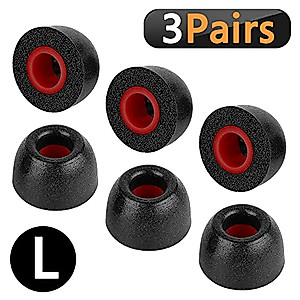 Geekria 3 Pairs Comfort Memory Foam True Wireless Earbuds Ear Tips Compatible with 4.5-6.3mm in-Ear Earphones Nozzle Blocking Noise Foam Tips/Earbud Ear Tips/Tips Eartips (L Size/Short)