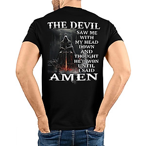 ATMTEE The Devil Saw Me with My Head Down T-Shirt, Christian T-Shirts, Christian Men T Shirts, Black T-Shirt for Christian (as1, Alpha, x_l, Regular, Regular, Black)