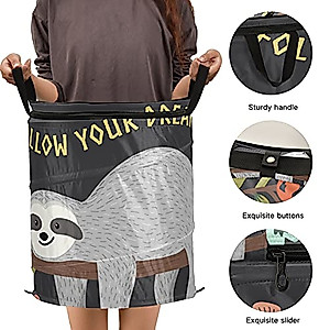 Cute Baby Sloth On The Tree Pop Up Laundry Hamper With Lid Foldable Laundry Basket With Handles Collapsible Storage Basket Clothes Organizer for Apartment Camping Picnic