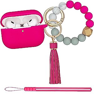 KOUJAON for Airpods Pro 2nd Generation Case Cover 2022，Soft Silicone Skin Case Cover with Bracelet Keychain Cute Apple Airpods Pro 2 Cover for Women Girls (Hot Pink)