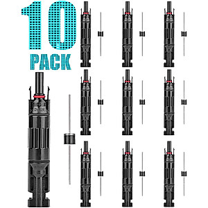 Jtron 10 PCS PV Solar Panel Connector Male/Female 20A Built-in Diode Inline Fuse Solar Wire Connectors Waterproof Anti-backflow (20A)