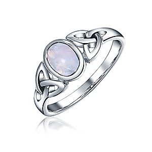 Bling Jewelry Celtic Trinity Love Knot Triquetra Rainbow Moonstone Infinity Ring Band For Women Teen 1MM Band .925 Sterling Silver June Birthstone