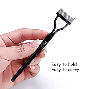 Eyelash Comb Eyebrow Brush MSQ Eyelash Separator Mascara Applicator Eyelash Definer With Comb Cover Arc Designed Cosmetic Brushes Tool Black (1PCS)