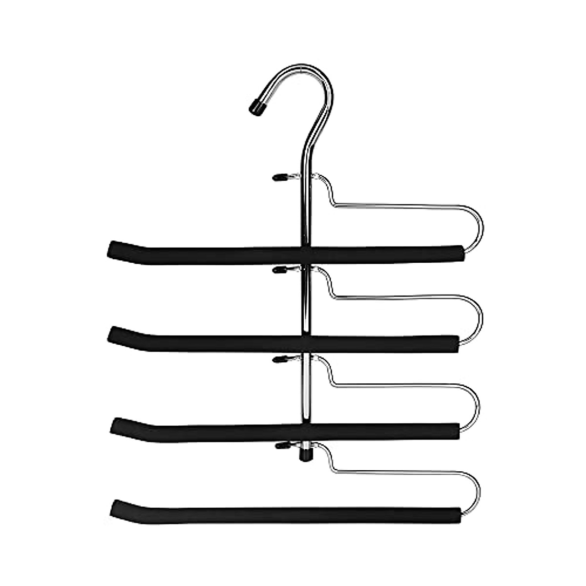 Pants Hangers, HAIZLUOP 2pcs Metal Space Saving Magic Hangers, 4 Layers (Black)
