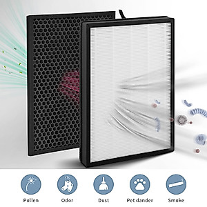 GoKBNY 2-Pack FA-500 True HEPA Replacement Filter Compatible with Famree FA500 and Aiper KJ200 Purifier, 2-IN-1 Activated Carbon Filter + H13 True HEPA Filters