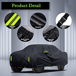 Car Cover Custom Fit for Toyota Tacoma 2005-2023, Waterproof All Weather for Automobiles Full Exterior Cover Rain Sun Snow Protector with Door Zipper