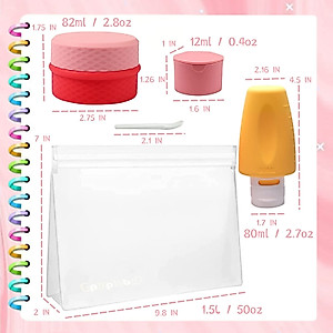 Gpurplebud Portable Travel Bottles Set, 10 Pack Refillable TSA Approved Travel Bottles for Toiletries 2.7oz Leak Proof with Travel Size Containers 2.8oz, with Toiletry Bags (Pink-kits)