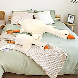 Qicpi 60" Goose Stuffed Animal Weighted Plush Toy White Swan Throw Soft Plush Sleeping Pillow Stuffed Animal Toys for Kids Gifts