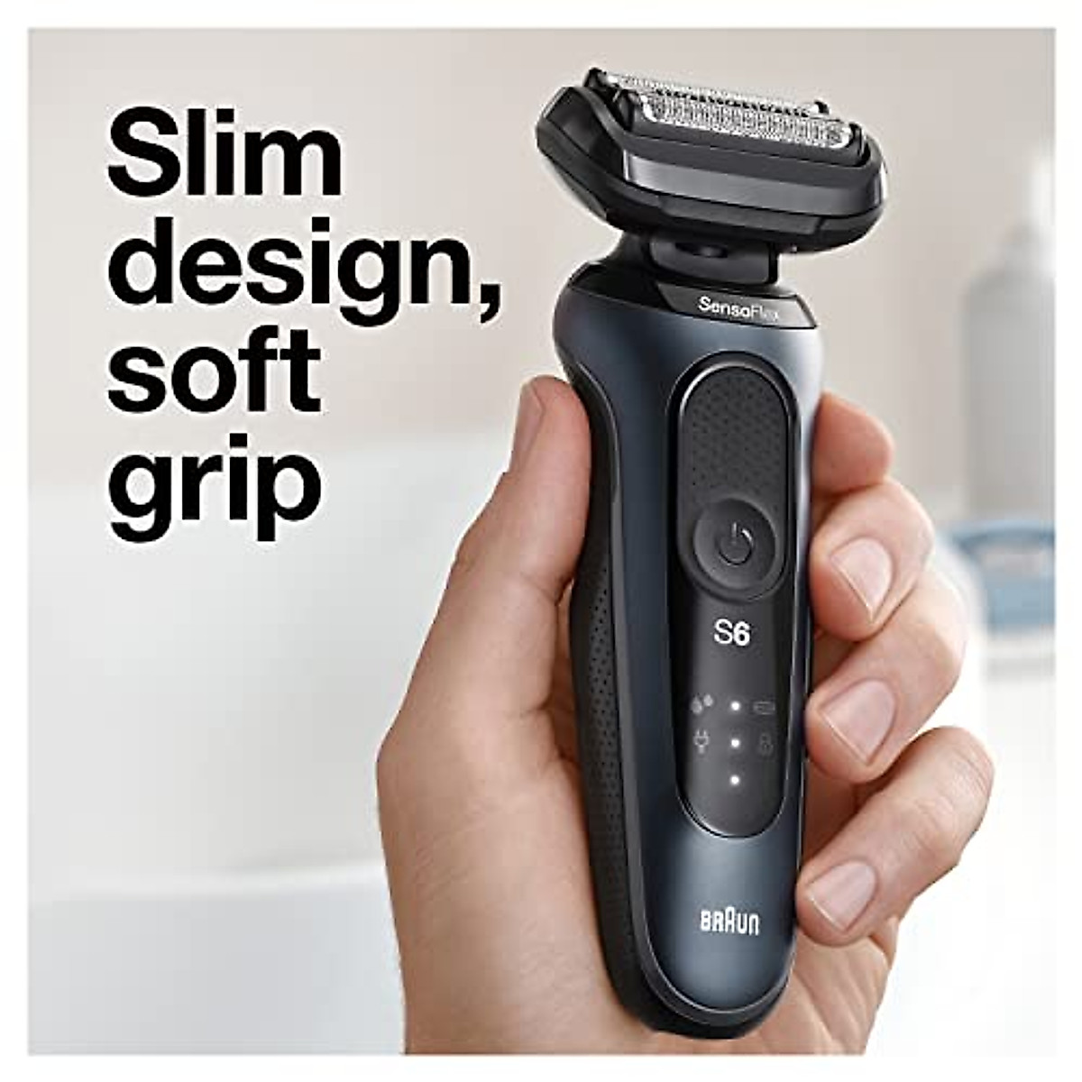 Braun Electric Shaver for Sensitive Skin, Wet & Dry Shave, Series 6 6075cc, With Beard Trimmer, Clean & Charge SmartCare Center, and Leather Travel Case, Rechargeable, Black
