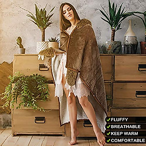 Sloth Wearable Hooded Blanket for Adults - Super Soft Warm Cozy Plush Flannel Fleece & Sherpa Hoodie Throw Cloak Wrap - Sloth Gifts for Women Adults and Kids (Brown)