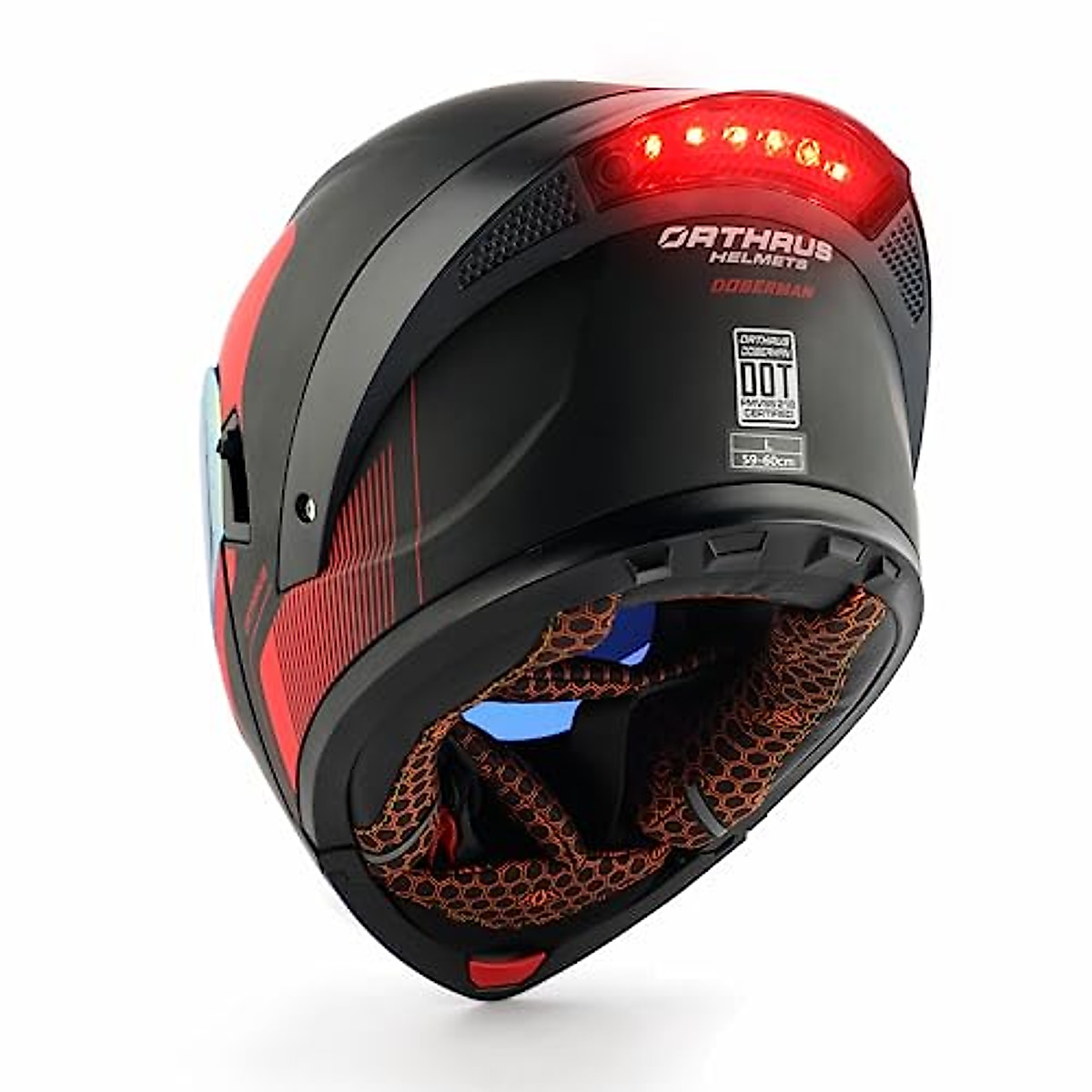 Orthrus Modular LED Full Face Motorcycle Helmet - DOT Approved, Flip-Up Dual Visor Design for Motorbikes, Street Bikes, Mopeds, Racing, Commuting - Unisex Adult