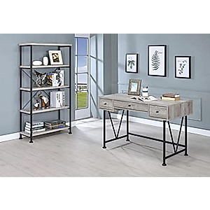 Coaster Furniture Analiese Rustic Industrial 4 Shelf Bookcase Bookshelf Etagere Composite Wood Shelves Metal Frame Gray Driftwood Black 801546