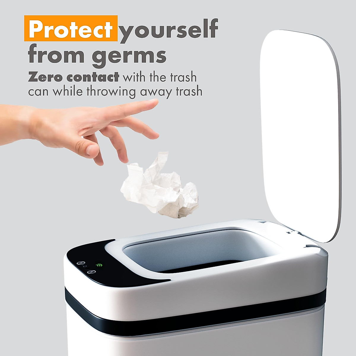 Loasil-H Automatic Trash Can - Smart Trash Can for Bathroom Anti-Bag Slip Lid Motion Sensor Trash Can 3 Gallon Trash Can for Bedroom, Office, Kitchen (White)